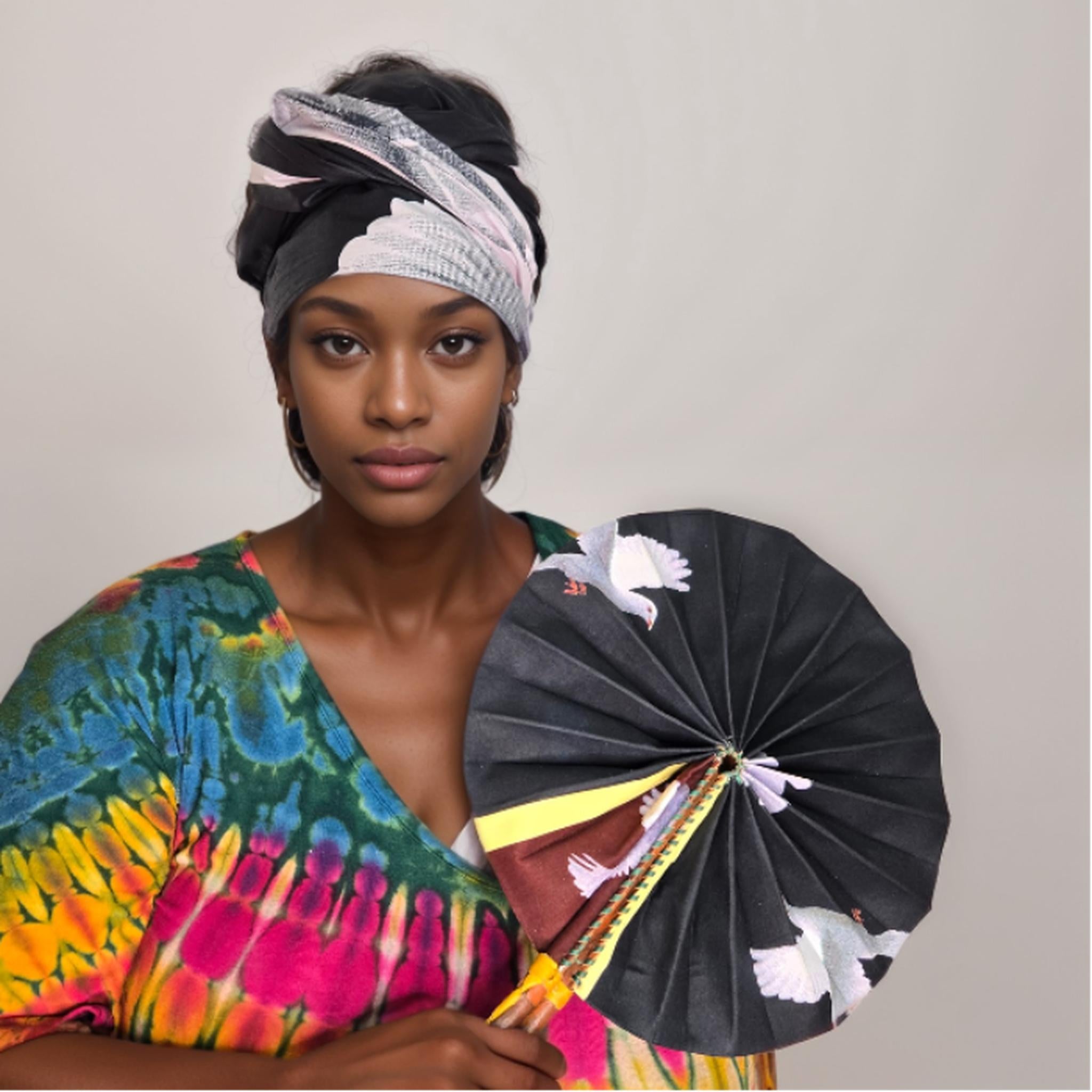 Ankara Scarf Fan Set Handmade Ghana 70"x21" | SanJules